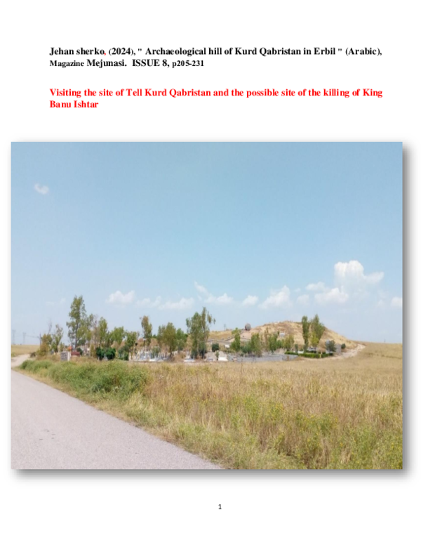 (PDF) Jehan sherko, (2024), " Archaeological hill of Kurd Qabristan in ...