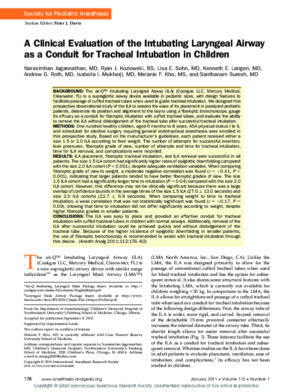 (PDF) A Clinical Evaluation of the Intubating Laryngeal Airway as a ...