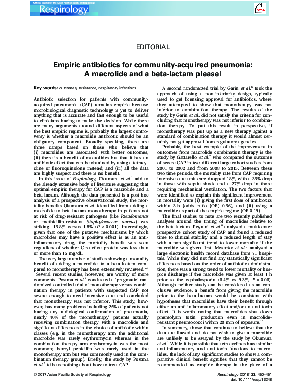 (PDF) Combination Antibiotics for Community-Acquired Pneumonia