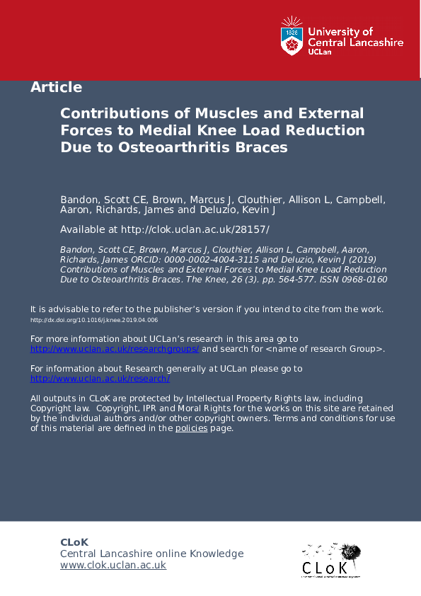 (PDF) Contributions of muscles and external forces to medial knee load ...