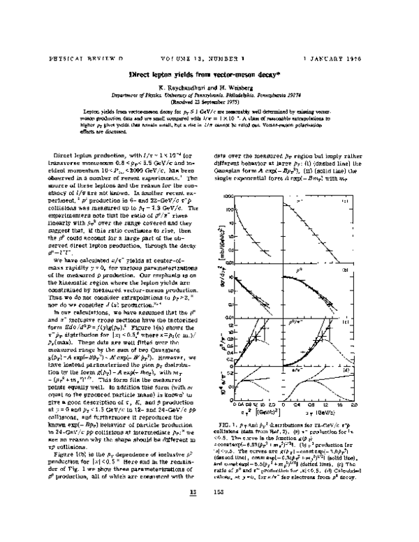 (PDF) Direct lepton yields from vector-meson decay