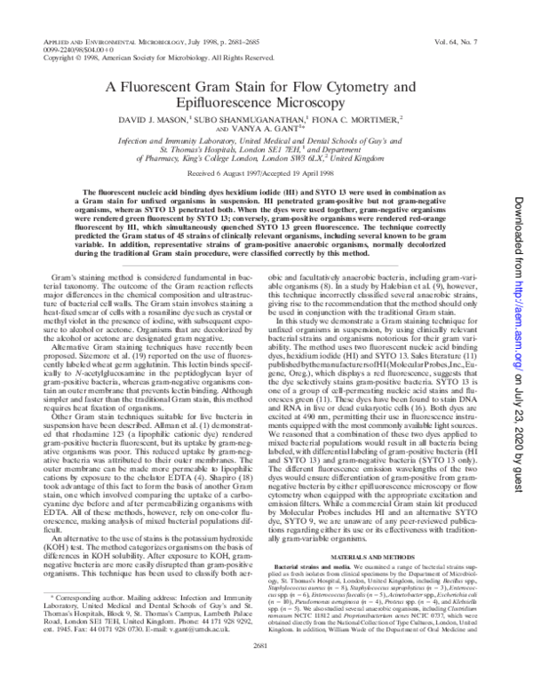 (PDF) A Fluorescent Gram Stain for Flow Cytometry and Epifluorescence ...