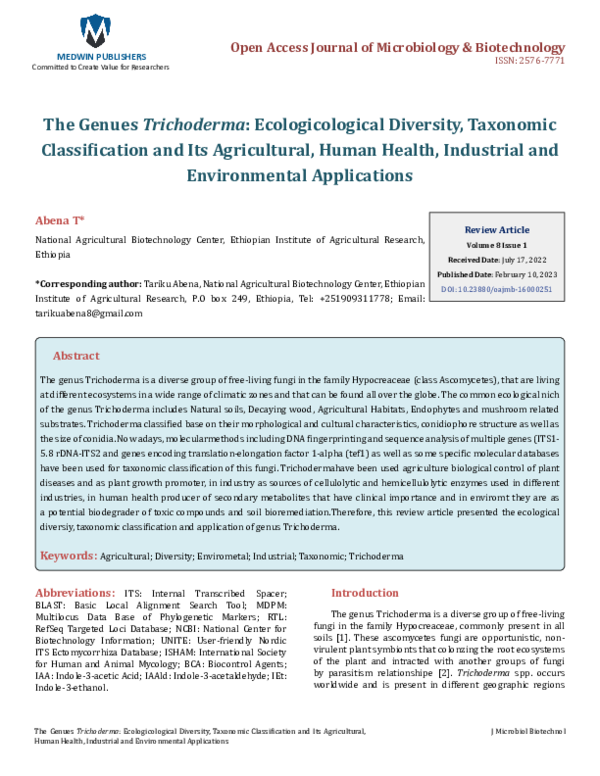 (PDF) The Genues Trichoderma: Ecologicological Diversity, Taxonomic Classification and Its ...
