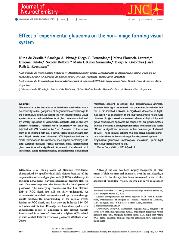 (PDF) Effect of experimental glaucoma on the non-image forming visual ...