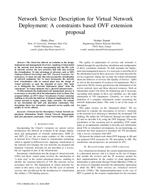 (PDF) Network service description for virtual network deployment: A constraints based OVF ...