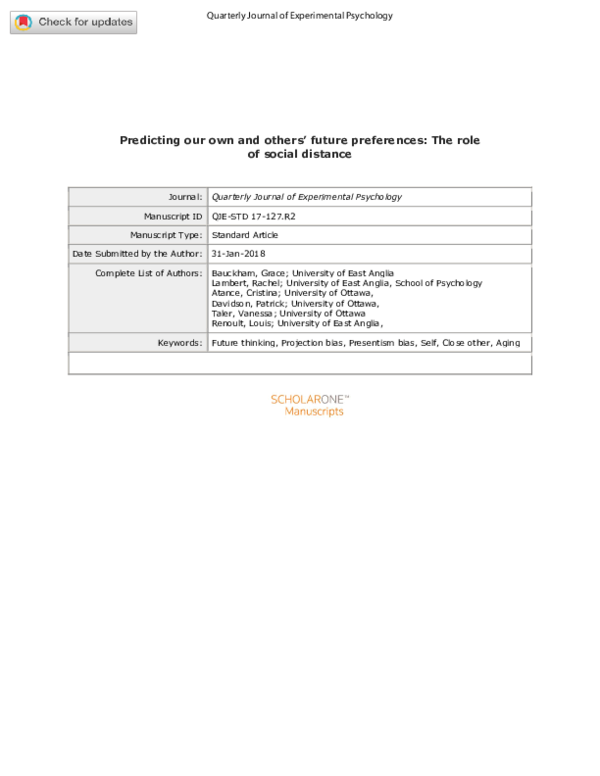 (PDF) Predicting our own and others’ future preferences: The role of ...