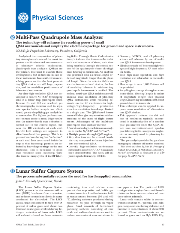 (PDF) Lunar Sulfur Capture System
