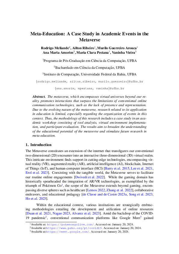(PDF) Meta-Education: A Case Study in Academic Events in the Metaverse