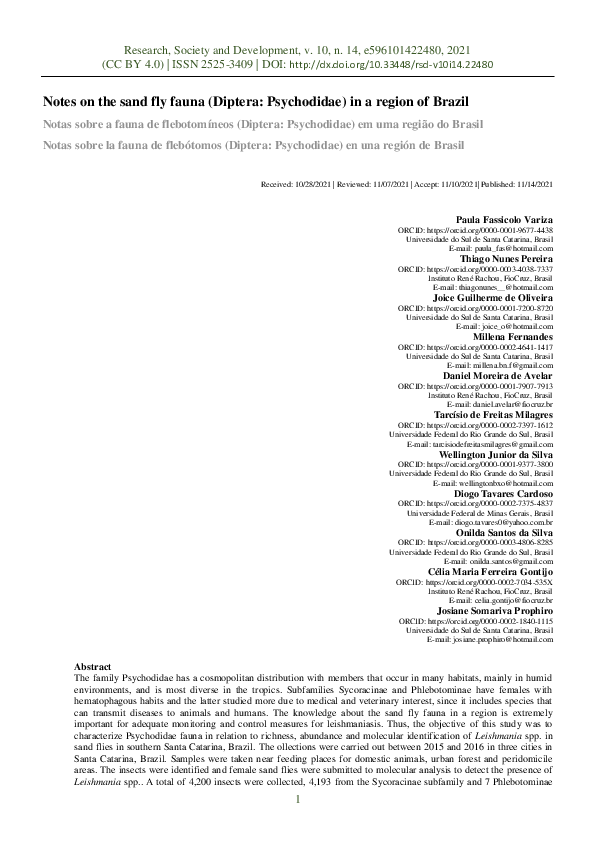 (PDF) Notes on the sand fly fauna (Diptera: Psychodidae) in a region of ...