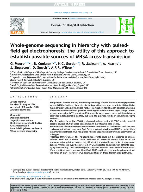(PDF) Whole-genome sequencing in hierarchy with pulsed-field gel ...