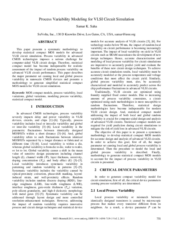 (PDF) Process Variability Modeling for VLSI Circuit Simulation