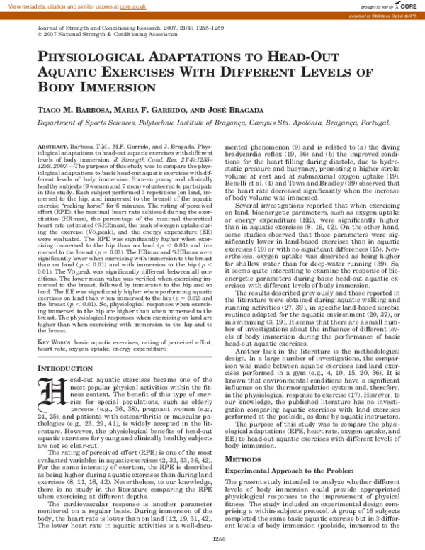 (PDF) Physiological Adaptations to Head-Out Aquatic Exercises with ...