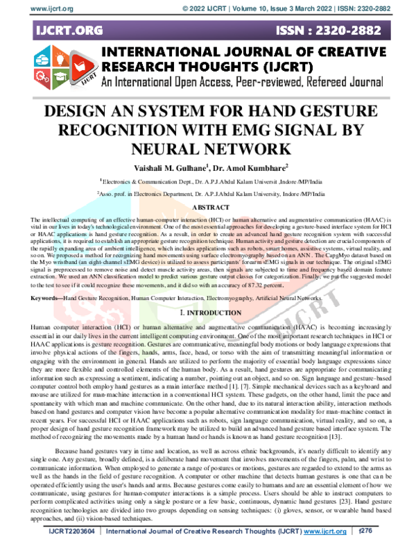 (PDF) Design an System for Hand Gesture Recognition with Emg Signal by Neural Network