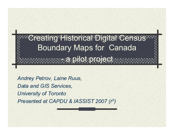 (PDF) Creating Historical Digital Census Boundary Maps for Canada - a ...