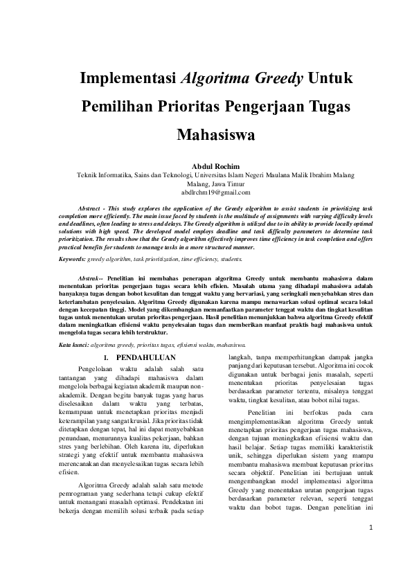 (PDF) Implementasi Algoritma Greedy Untuk Pemilihan Prioritas Pengerjaan Tugas Mahasiswa | Abdul ...