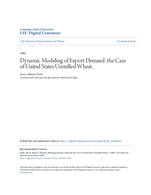 (PDF) Dynamic Modeling of Export Demand: the Case of United States ...