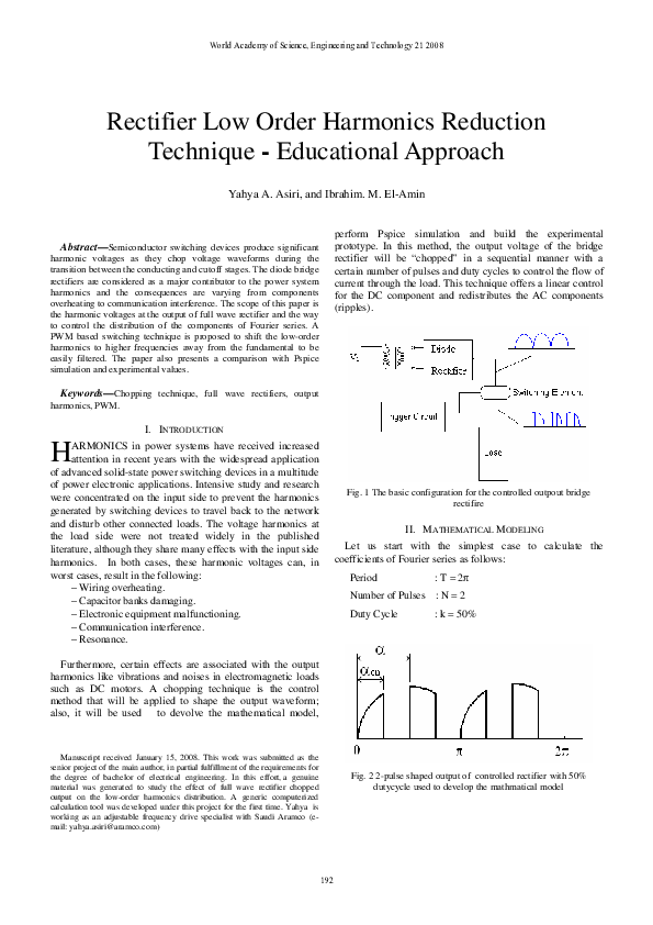 (PDF) Rectifier Low Order Harmonics Reduction Technique Educational ...