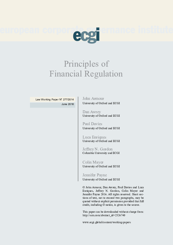 (PDF) Principles of Financial Regulation