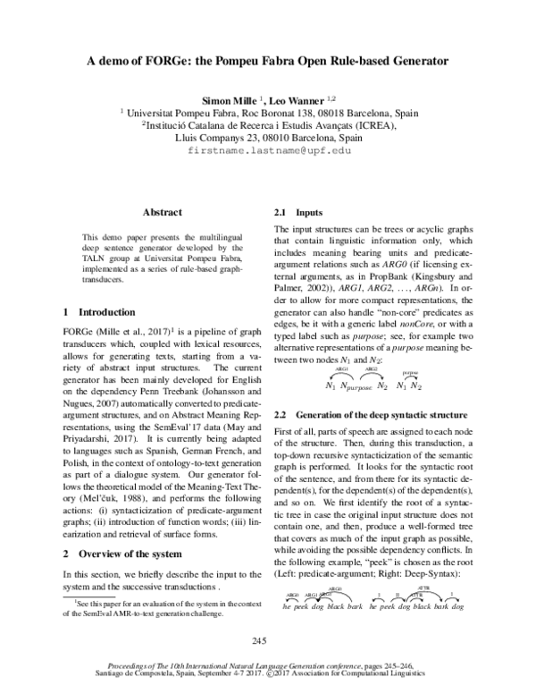 (PDF) A demo of FORGe: the Pompeu Fabra Open Rule-based Generator | LEO ...