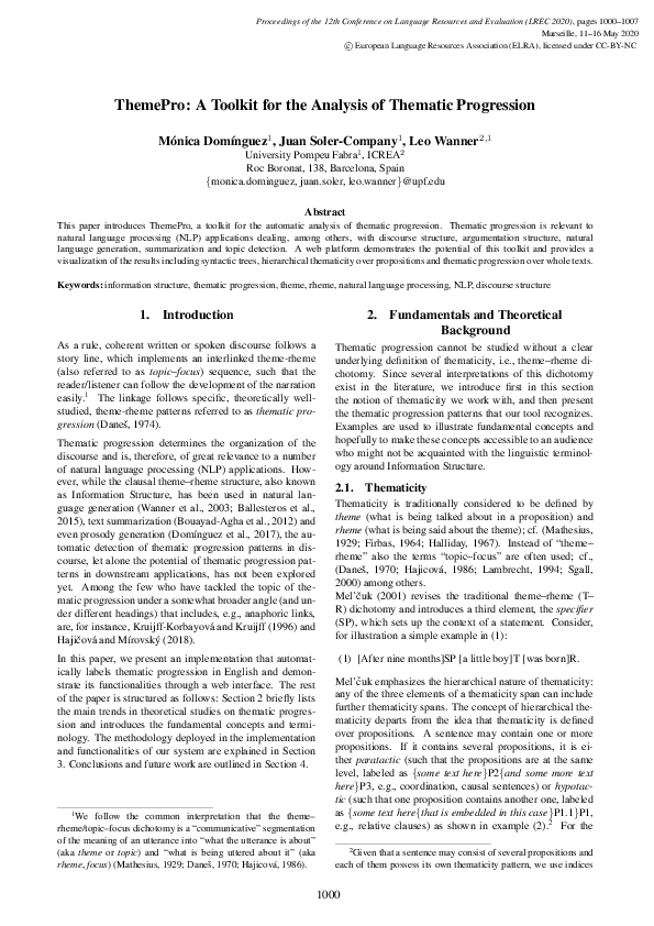 (PDF) ThemePro: A Toolkit for the Analysis of Thematic Progression ...