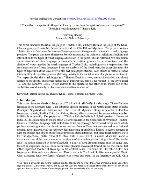 (PDF) “Come thou the spirits of village and locality, come thou the ...