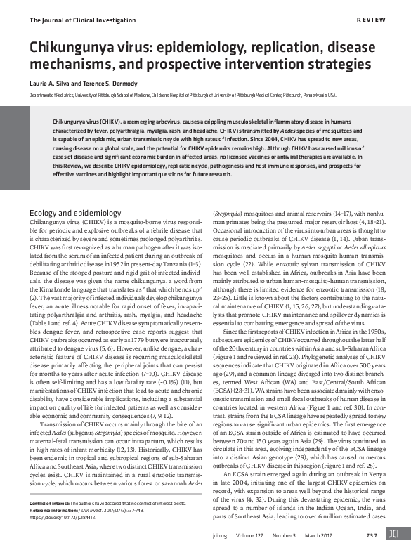 (PDF) Chikungunya virus: epidemiology, replication, disease mechanisms ...