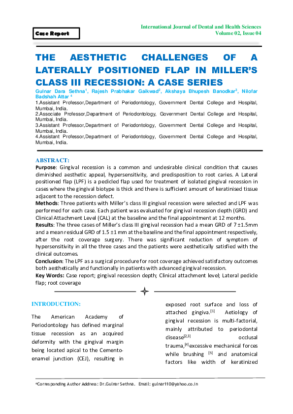 (PDF) The Aesthetic Challenges of a Laterally Positioned Flap in Miller ...