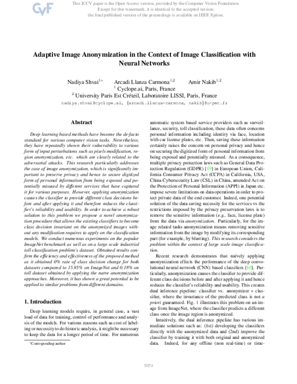 (PDF) Adaptive Image Anonymization in the Context of Image Classification with Neural Networks