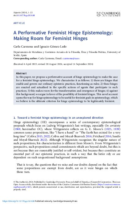 (PDF) Carla Carmona & Ignacio Gómez-Ledo, A Performative Feminist Hinge ...