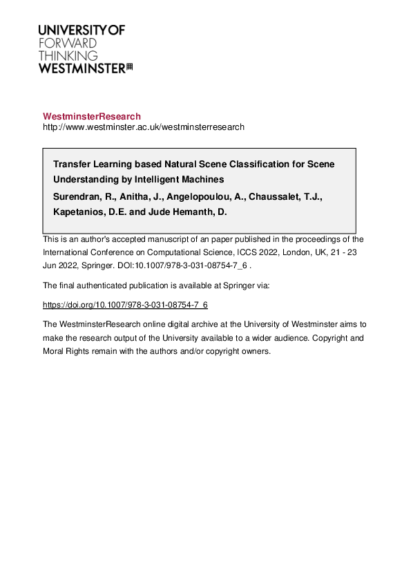 (PDF) Transfer Learning Based Natural Scene Classification for Scene Understanding by ...