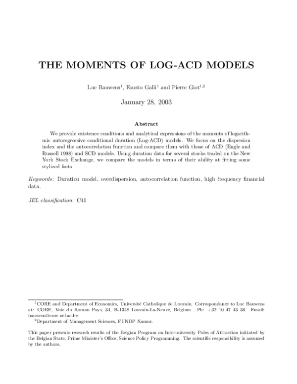 (PDF) The Moments of Log-ACD Models