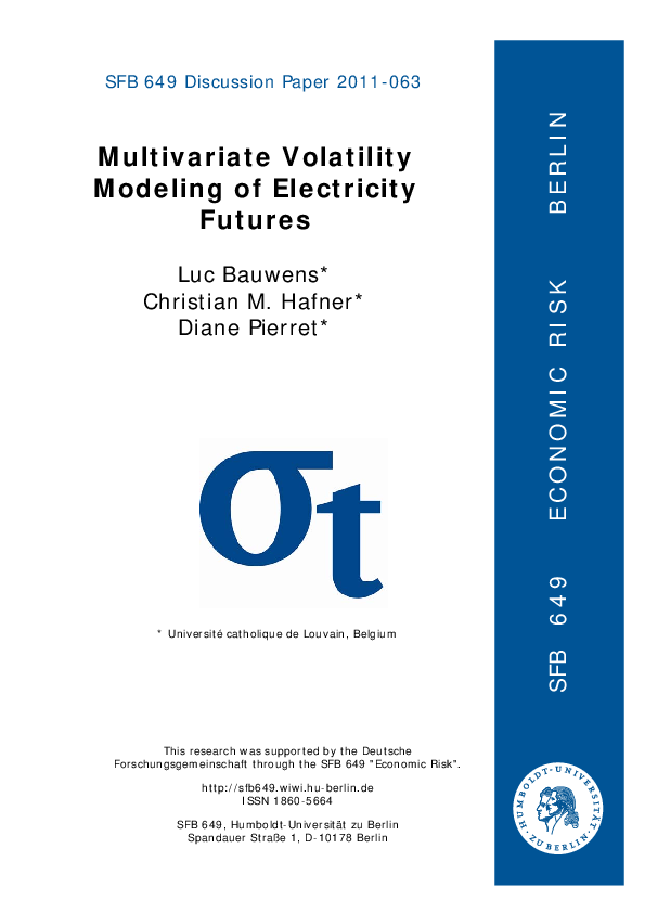 Pdf Multivariate Volatility Modeling Of Electricity Futures