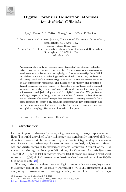 (PDF) Digital Forensics Education Modules for Judicial Officials
