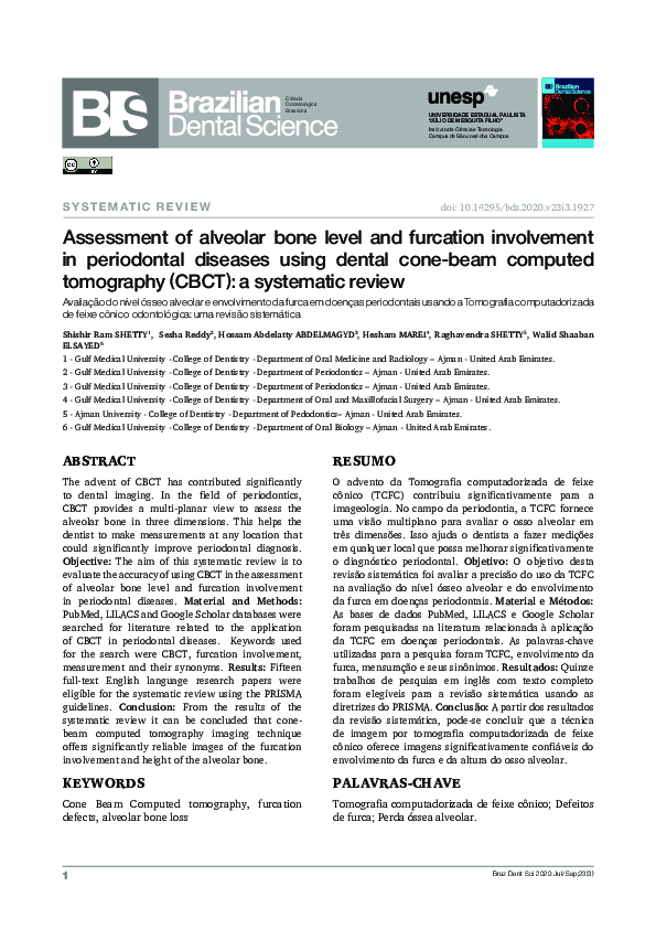 Pdf Assessment Of Alveolar Bone Level And Furcation Involvement In Periodontal Diseases Using