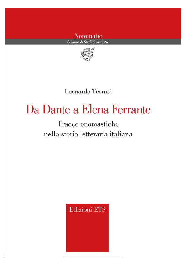 (PDF) Da Dante a Elena Ferrante. Tracce onomastiche nella storia ...