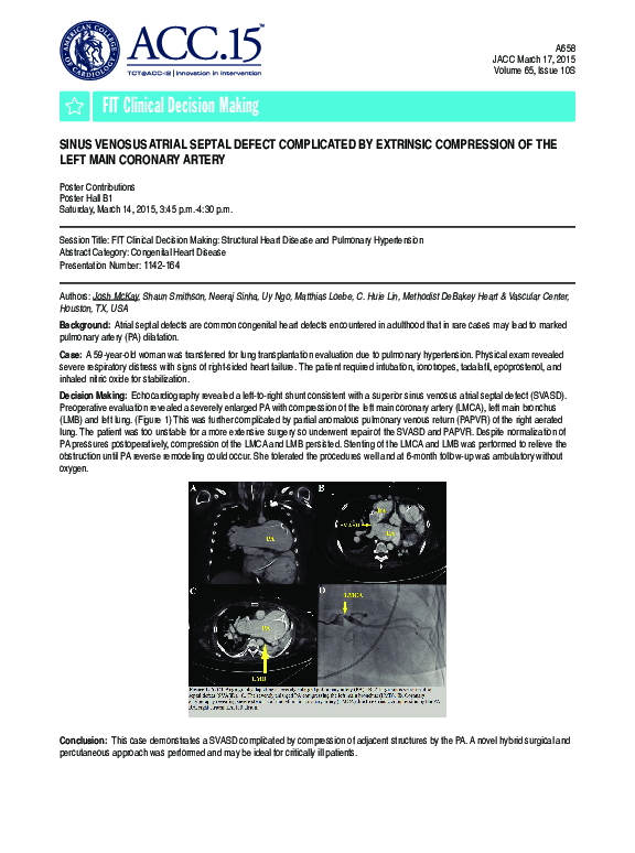 (PDF) Sinus Venosus Atrial Septal Defect Complicated by Extrinsic ...