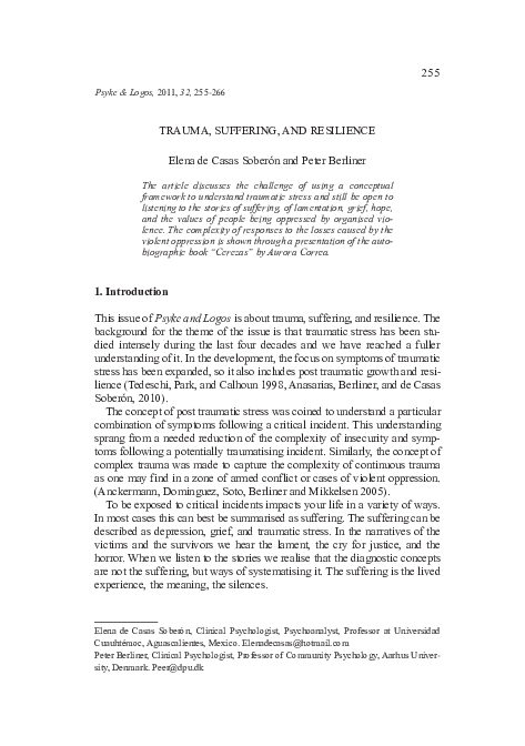 (PDF) Trauma, suffering, and resilience