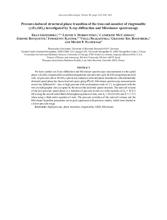 (PDF) Pressure-induced structural phase transition of the iron end ...
