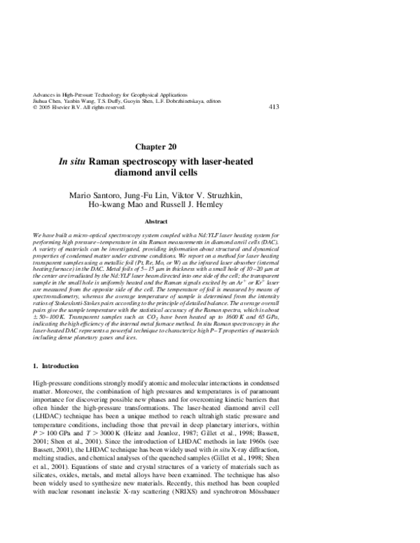 (PDF) In situ raman spectroscopy with laser-heated diamond anvil cells