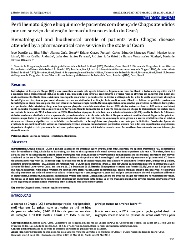 (PDF) Perfil hematológico e bioquímico de pacientes com doença de ...