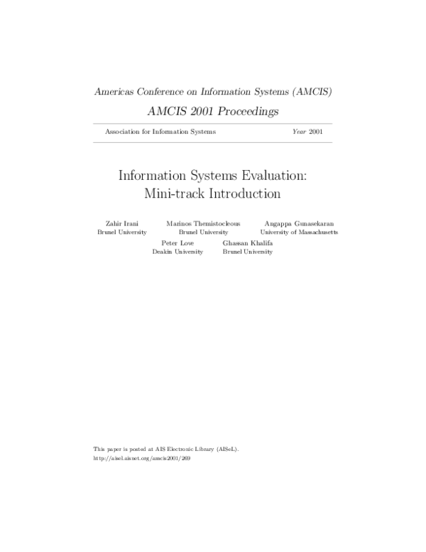 (PDF) Information Systems Evaluation: Mini-track Introduction