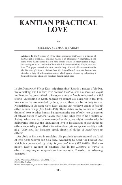 (PDF) Kantian Practical Love