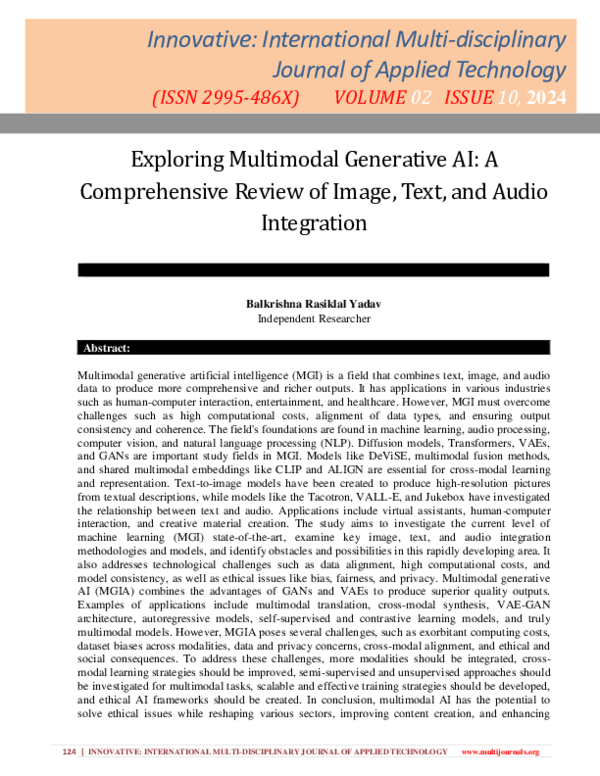 (PDF) Exploring Multimodal Generative AI: A Comprehensive Review of Image, Text, and Audio ...