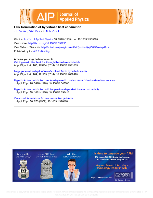 Pdf Flux Formulation Of Hyperbolic Heat Conduction