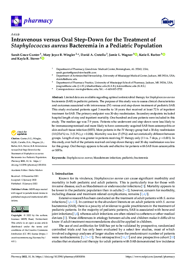 (PDF) Intravenous versus Oral Step-Down for the Treatment of ...