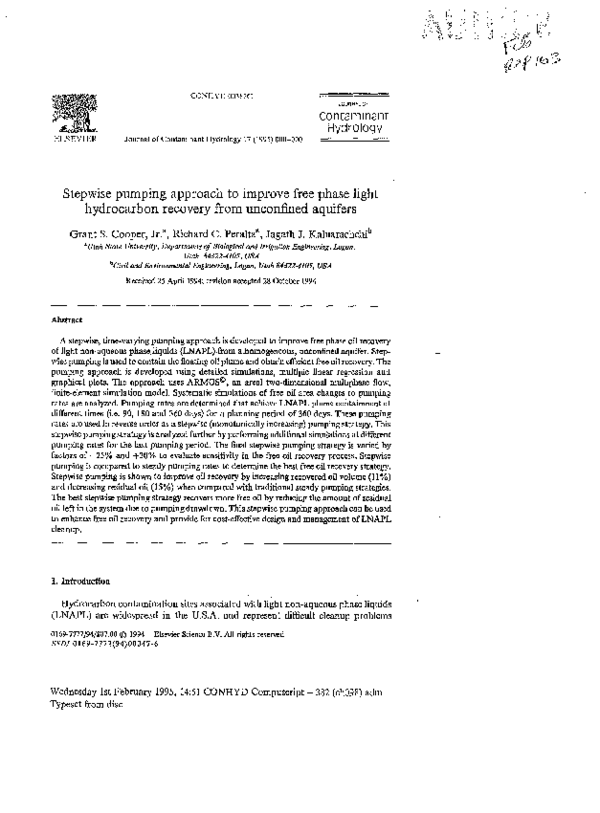 (PDF) Stepwise pumping approach to improve free phase light hydrocarbon ...