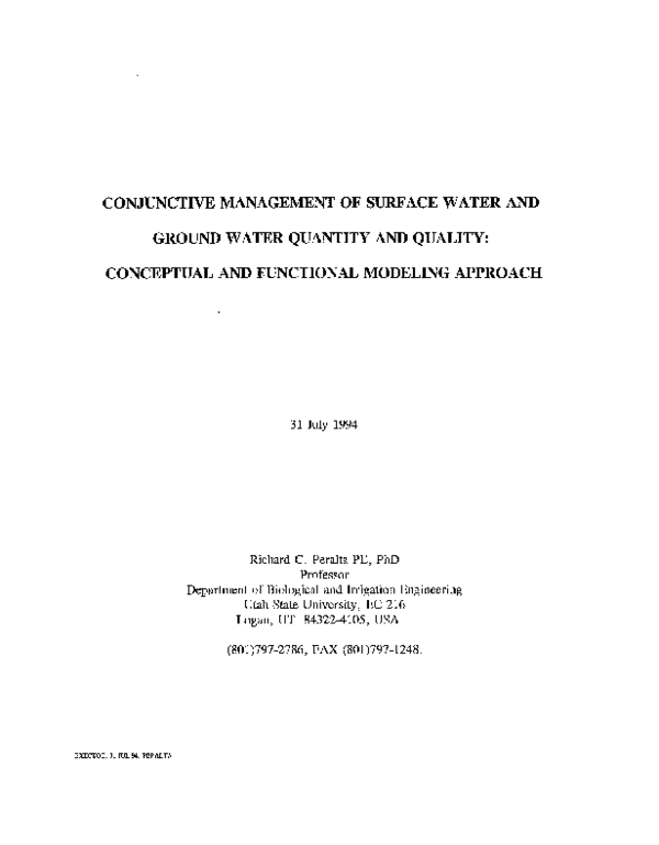 (PDF) Conjunctive management of surface water and ground water quantity ...