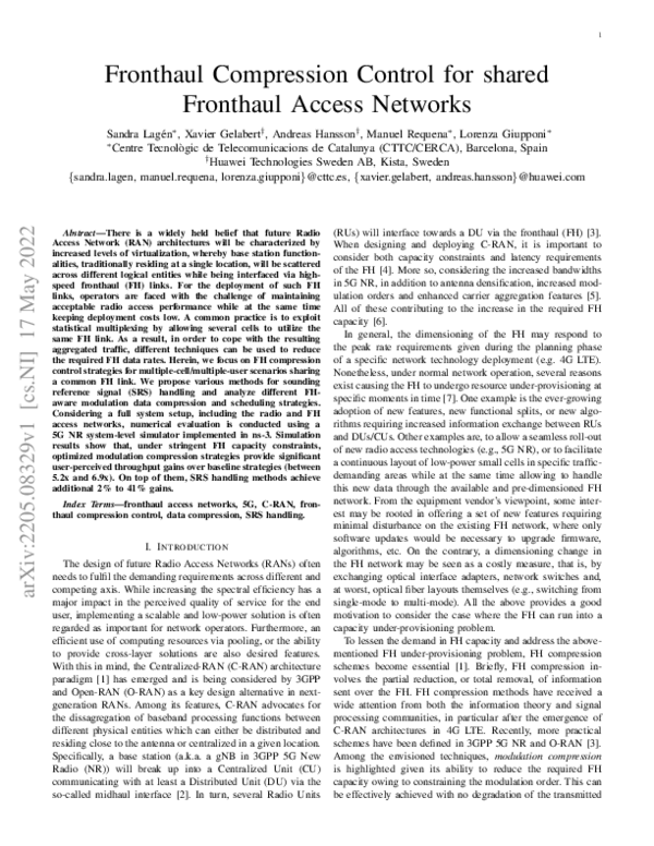 (PDF) Fronthaul Compression Control for Shared Fronthaul Access Networks