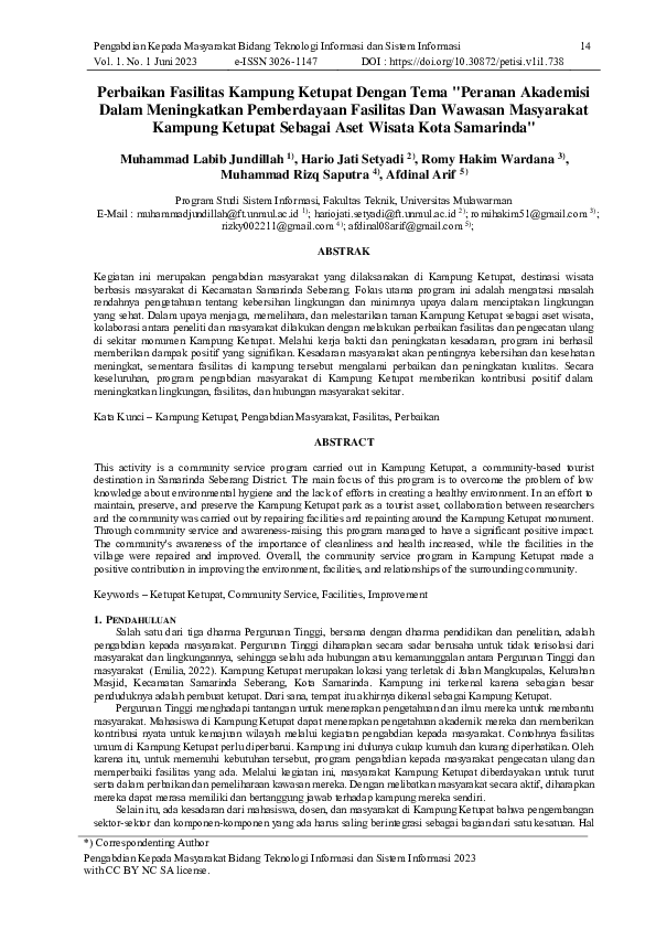 (PDF) Perbaikan Fasilitas Kampung Ketupat Dengan Tema "Peranan ...