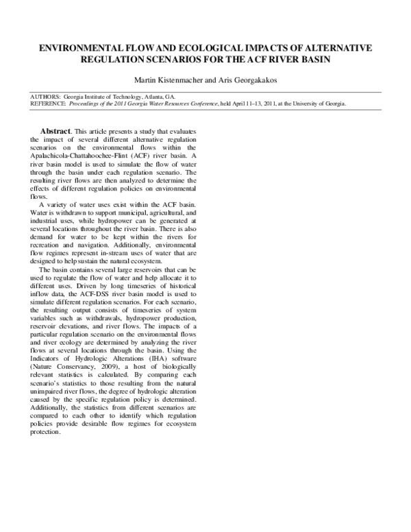 (PDF) Environmental Flow and Ecological Impacts of Alternative ...